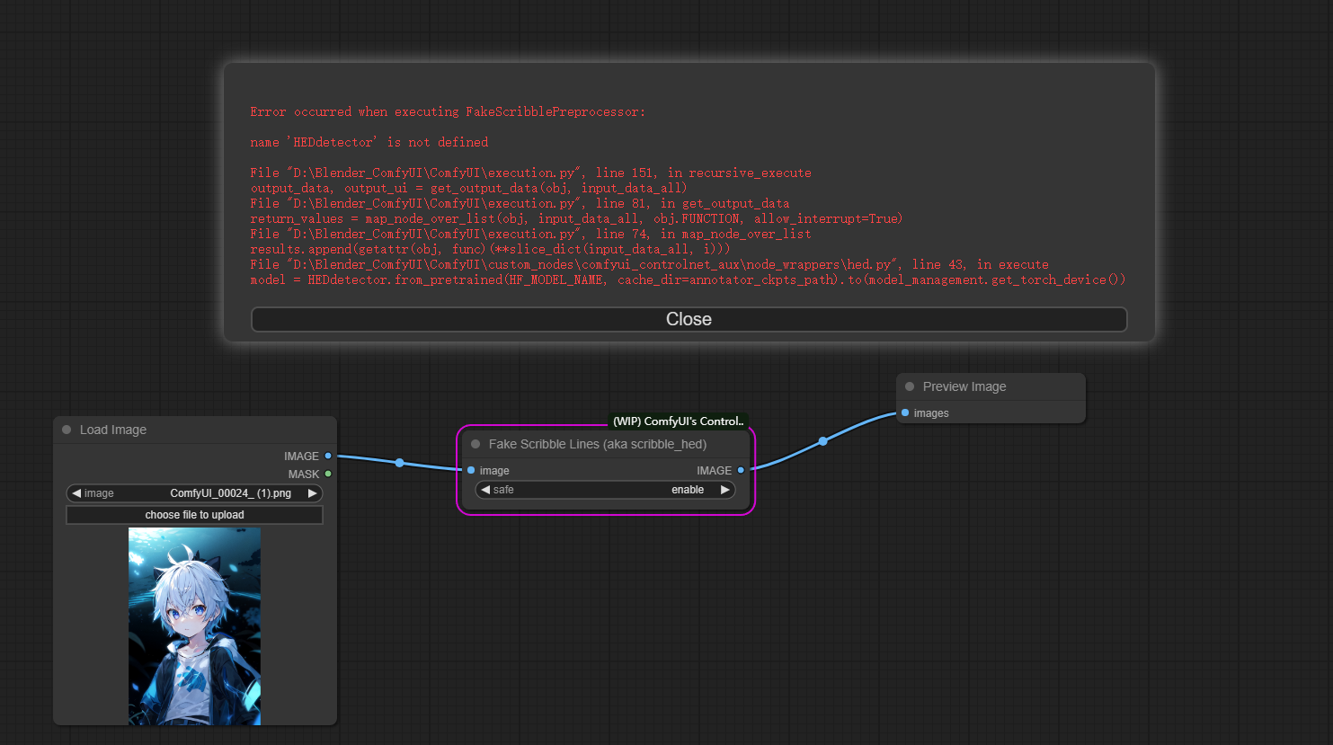 【ERROR！！！】FakeScribblePreprocessor- 'HEDdetector' is not defined · Issue #21 · Fannovel16 ...