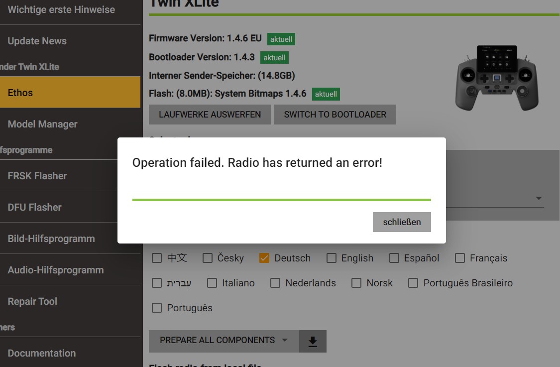 TWIN X-Lite after update still shows version 1.4.6 · Issue #2418 · FrSkyRC/ETHOS-Feedback ...