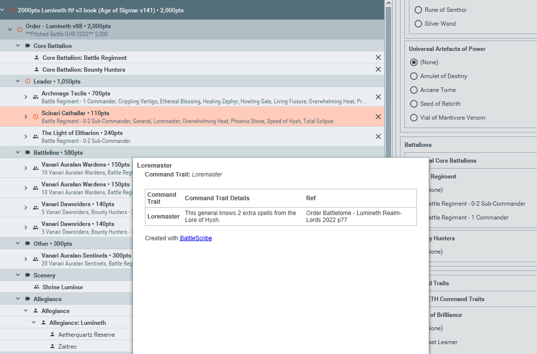 Bug with the Lumineth Realm-Lords Loremaster command trait · Issue #2878 · BSData/warhammer-age ...