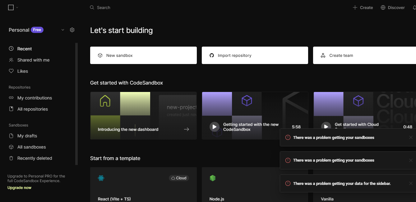 Unable To Get The Sandbox · Issue 7611 · Codesandbox Codesandbox Client · Github