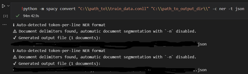 Unusual Behaviour: spaCy convert command taking a long time when converting .conll files to ...