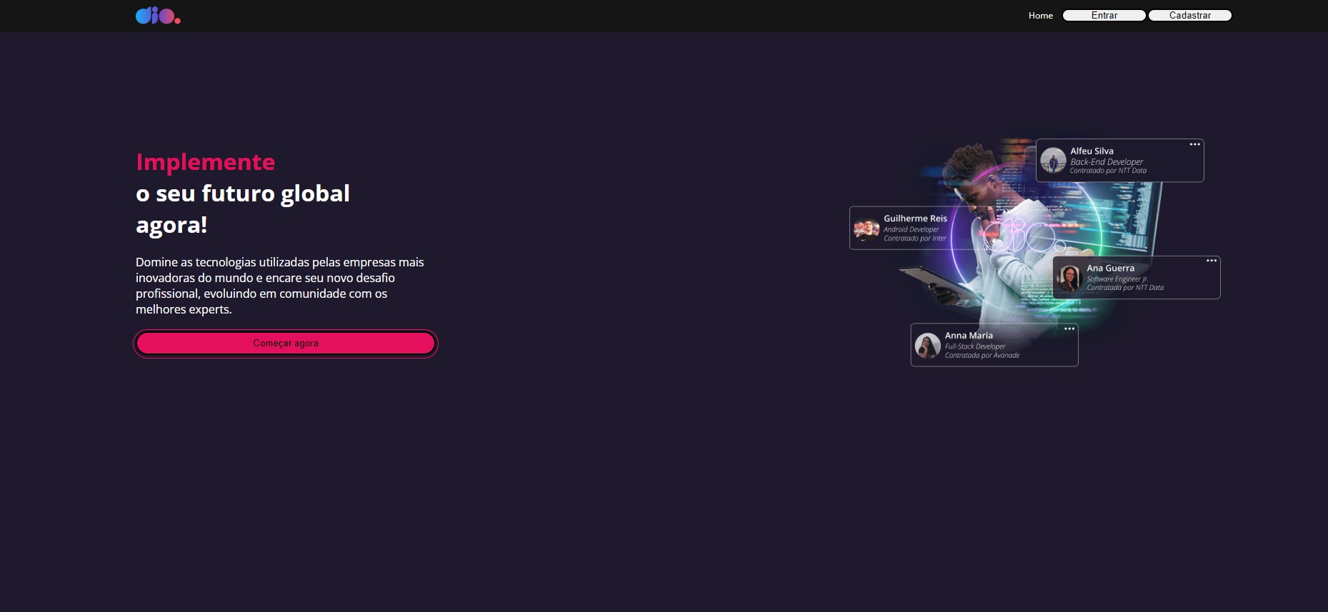 GitHub - alefvini/DIO-REACT: Tela home, entrar e cadastrar desenvolvida com HTML, React ...