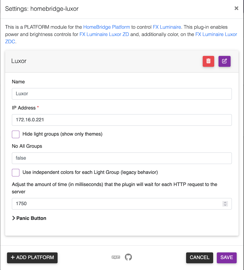 disable "Illuminate All" and "Extinguish All"? · Issue #20 · tagyoureit/homebridge-luxor · GitHub