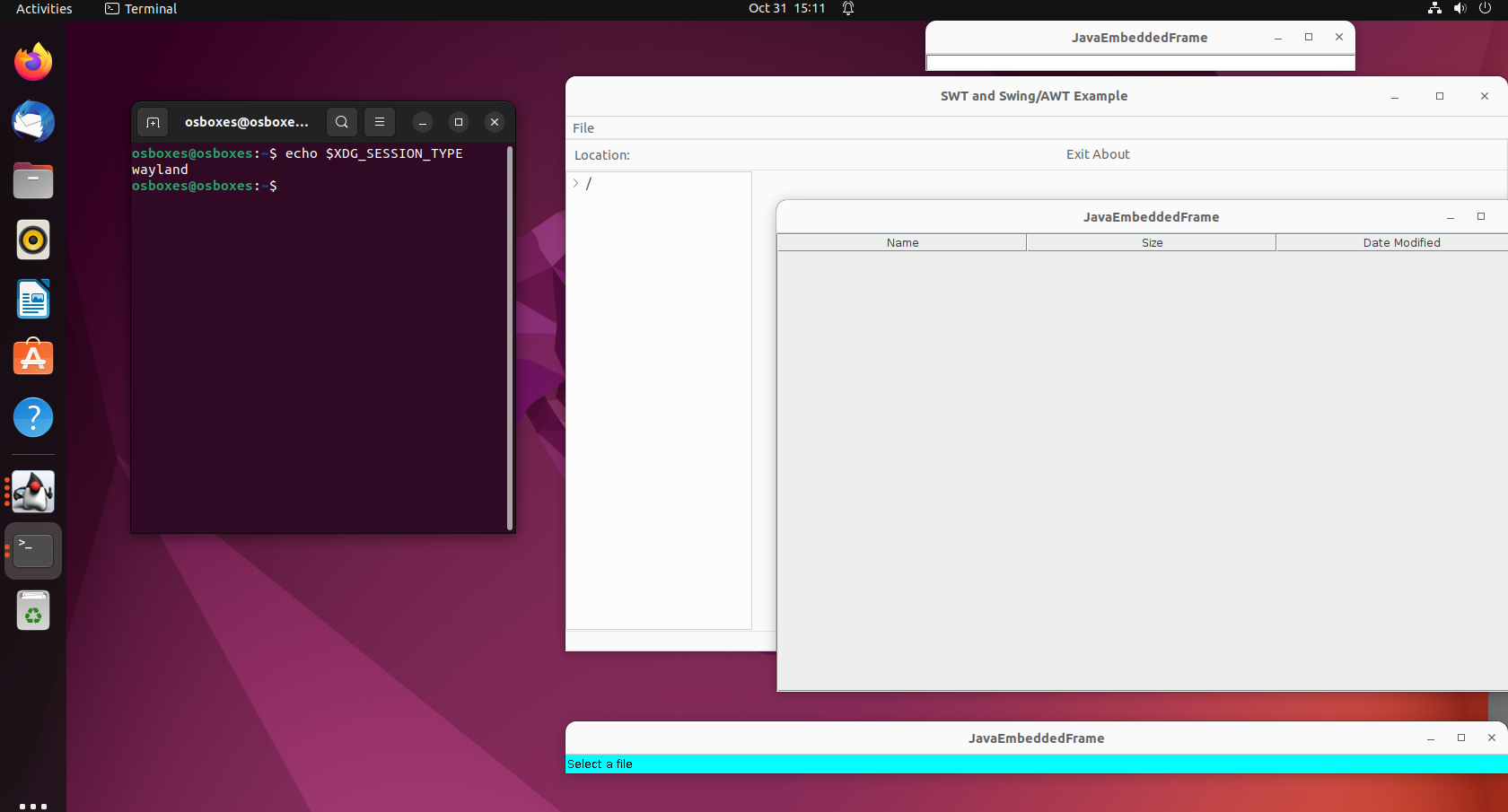 [gtk] [wayland][ubuntu 22 04] Swt Awt Frame Is Not Embedded · Issue 443 · Eclipse Platform