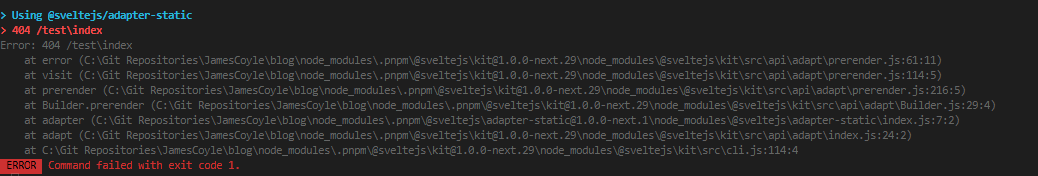 prerendering fails with */index.svelte on windows (i think?) · Issue #348 · sveltejs/kit · GitHub