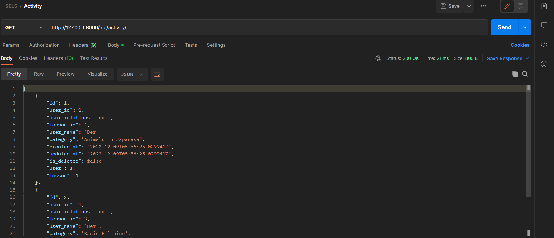 [SELS-TASK] Retrieve User and Activity Log CRUD by nicoleamber · Pull Request #12 · framgia/sph ...