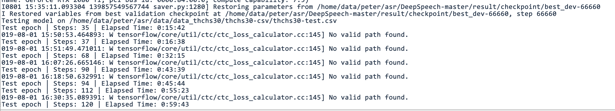 W tensorflow/core/util/ctc/ctc_loss_calculator.cc:145] No valid path found. · Issue #2281 ...