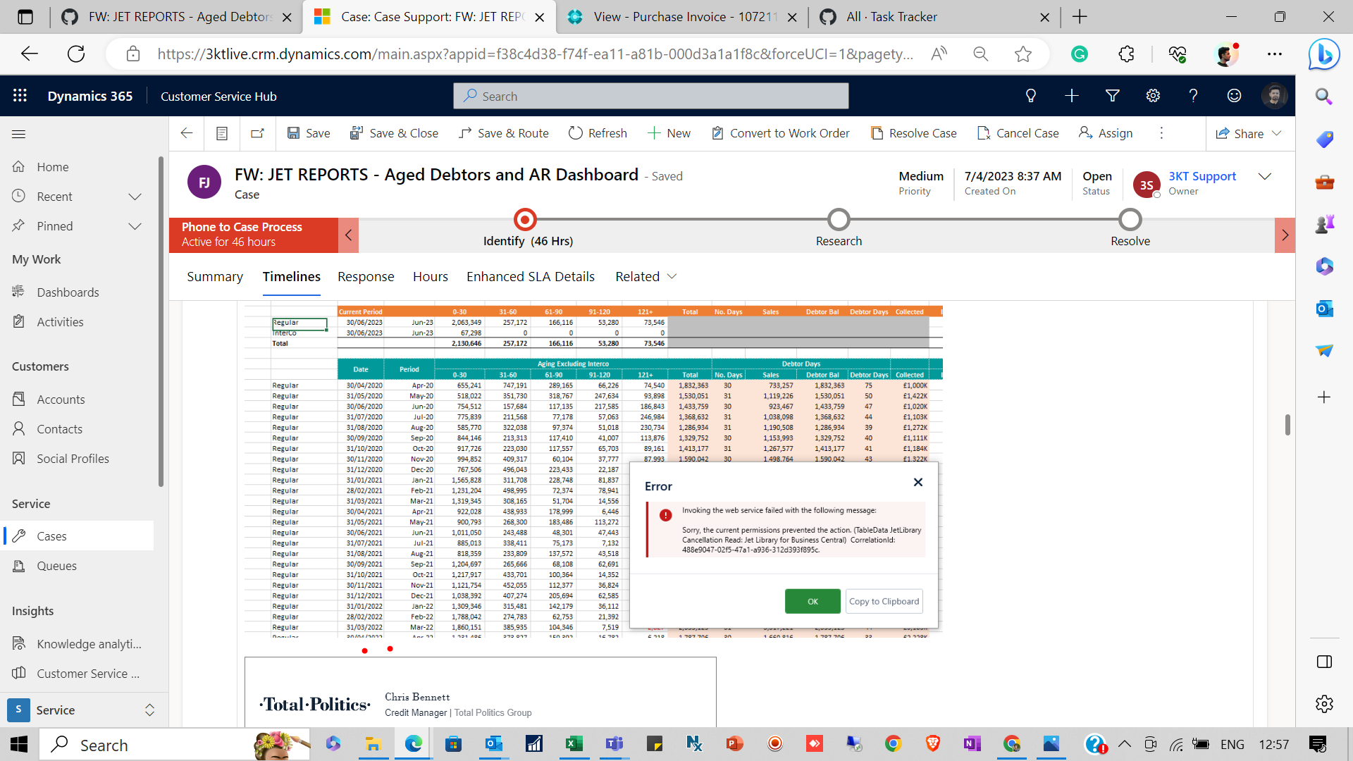 FW: JET REPORTS - Aged Debtors and AR Dashboard CAS-01316-P4R7R5 ...
