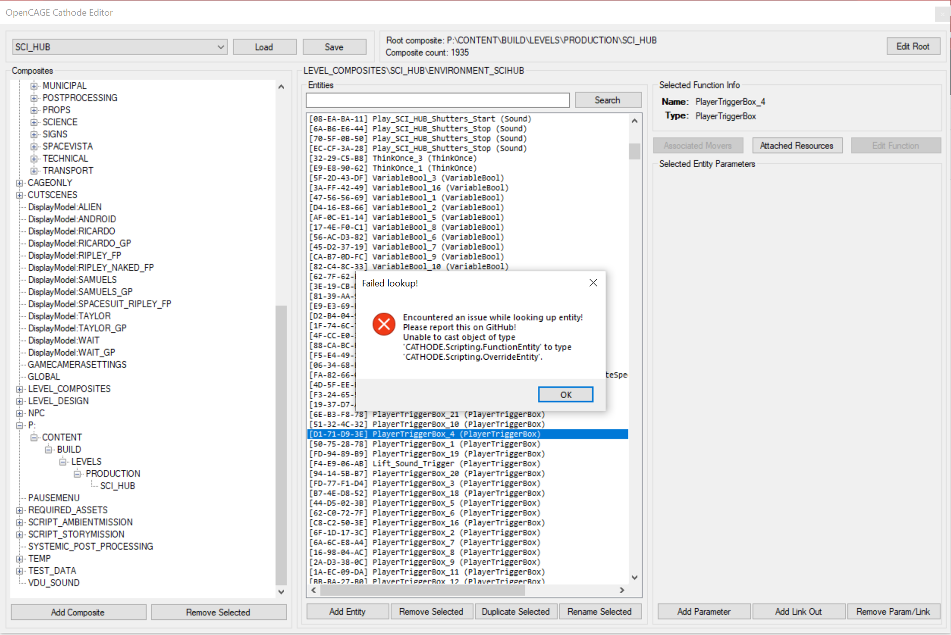 Error boxes appear on almost every entity I click on · Issue #118 · MattFiler/OpenCAGE · GitHub