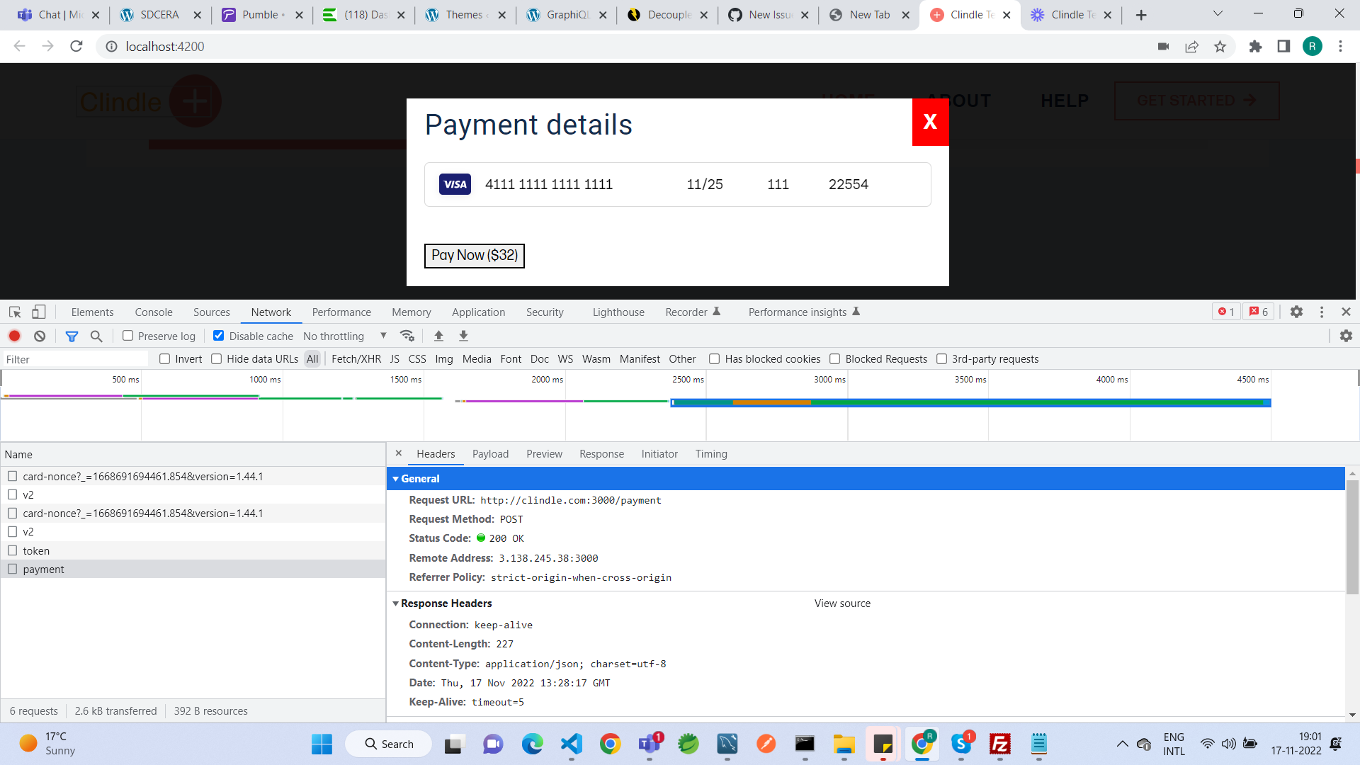 Getting Response object wrong after successful payment with sandbox ...