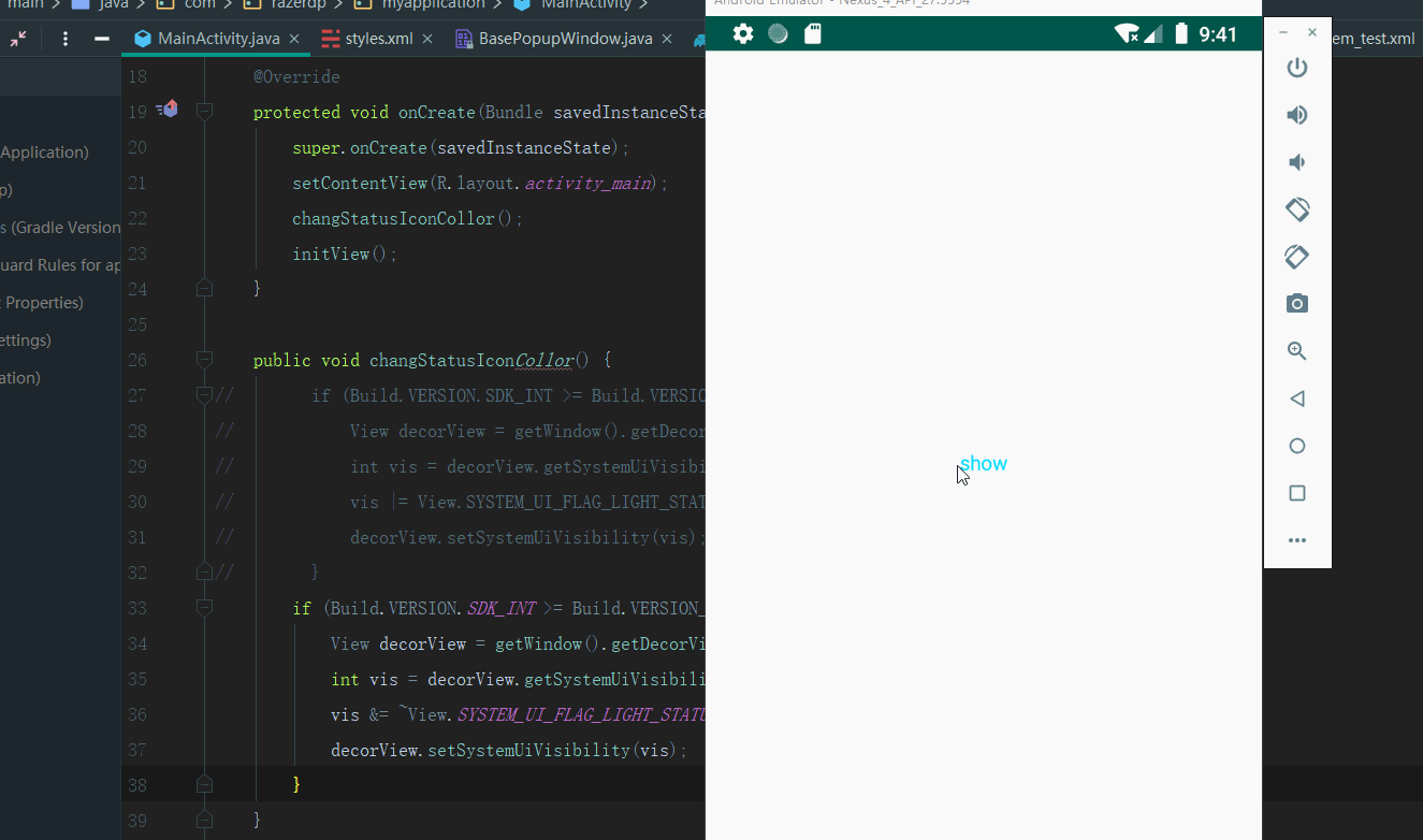 背景设置为0，显示popupwindow，状态栏的图标全变白 · Issue #266 · razerdp/BasePopup · GitHub