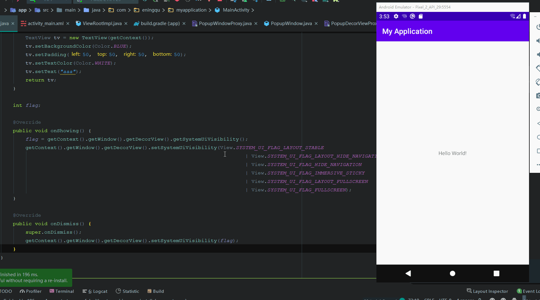 showPopup时会使界面进入全屏，dismiss时会退出全屏 · Issue #322 · razerdp/BasePopup · GitHub