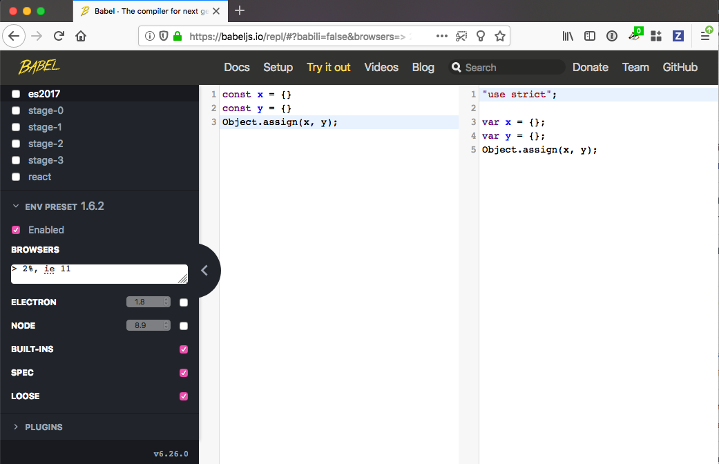 Object.assign should be transpiled when browserslist includes IE11 · Issue #8998 · babel/babel ...