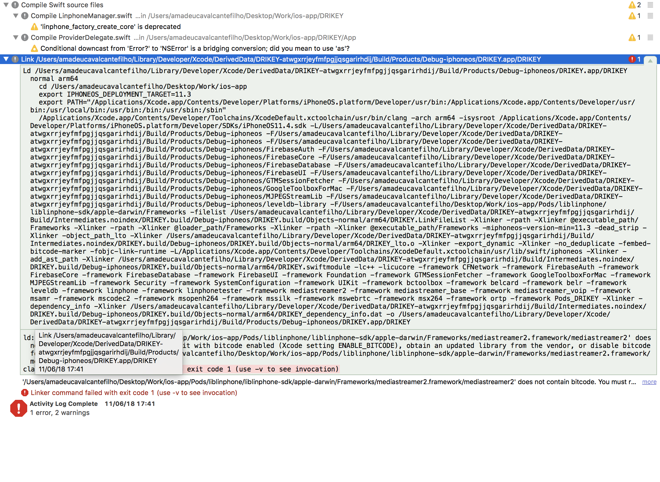 Framework errors for liblinphone, bctoolbox, mediastreamer, etc · Issue ...