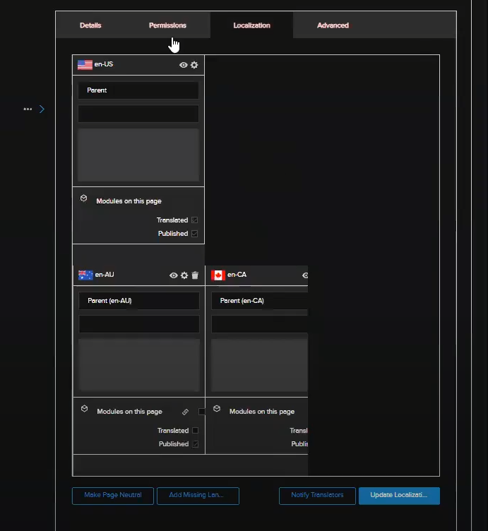 'Add Missing Languages' for child page fails when parent page only has some languages enabled ...