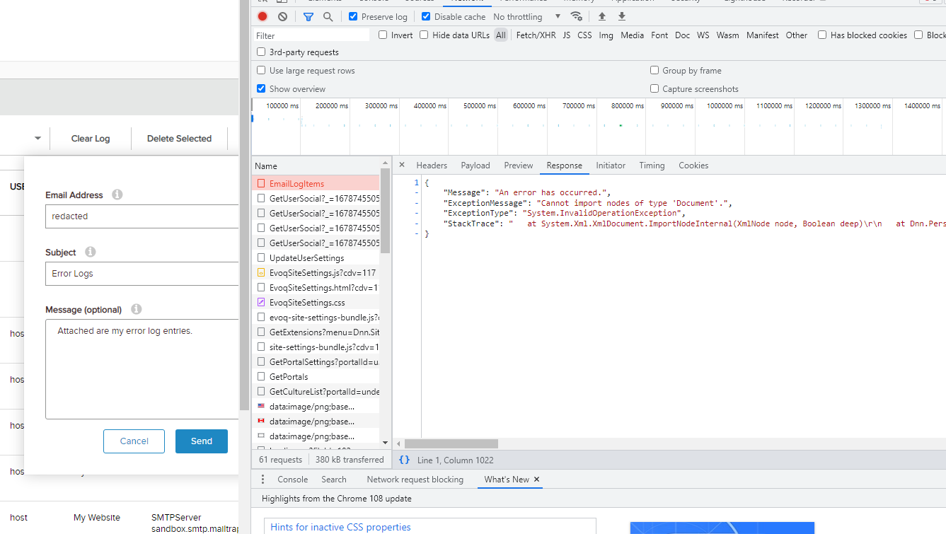 Attempting To Email Admin Logs Returns 500 Error · Issue 5573 · Dnnsoftwarednnplatform · Github 