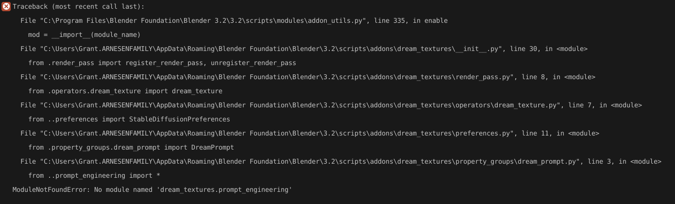 Unable to activate 0.0.7 · Issue #338 · carson-katri/dream-textures · GitHub