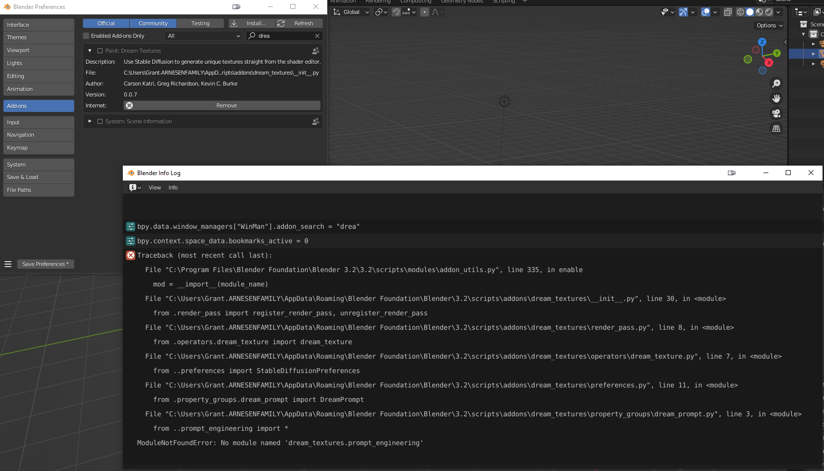 Unable to activate 0.0.7 · Issue #338 · carson-katri/dream-textures · GitHub
