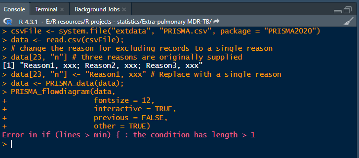 Error in PRISMA_flowdiagram() if reason for exclusion is 1 · Issue #52 · prisma-flowdiagram ...