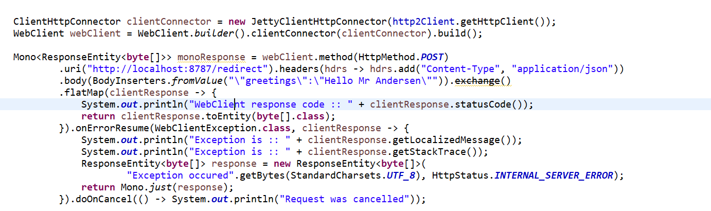Http 307 redirection is not working for POST,PUT with body when we used WebClient reactive with ...