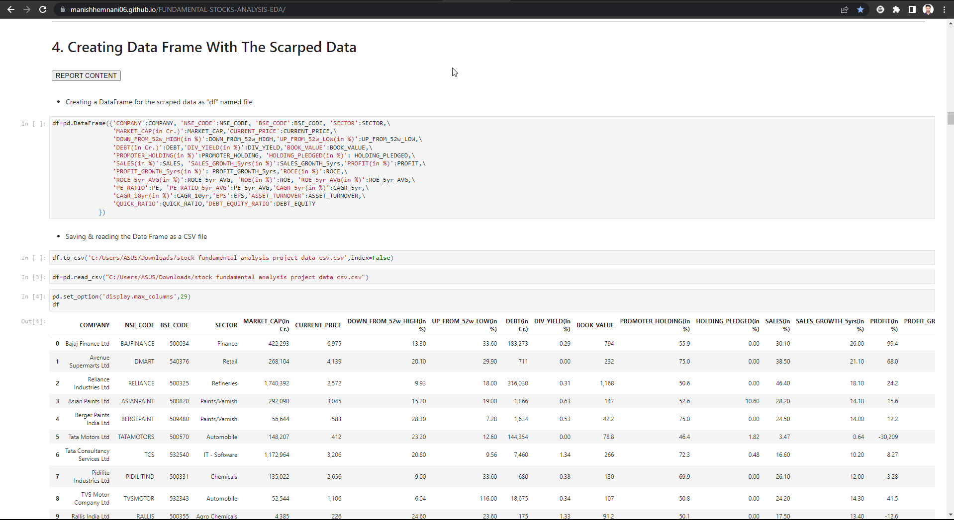 GitHub - manishhemnani06/FUNDAMENTAL-STOCKS-ANALYSIS-EDA: Done! Scraping & Fundatmental Analysis ...