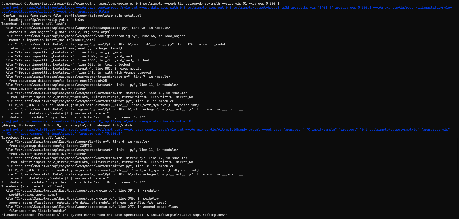Quick Start Demo error · Issue #257 · zju3dv/EasyMocap · GitHub