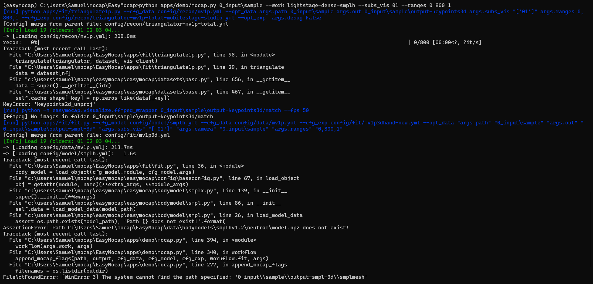 Quick Start Demo error · Issue #257 · zju3dv/EasyMocap · GitHub