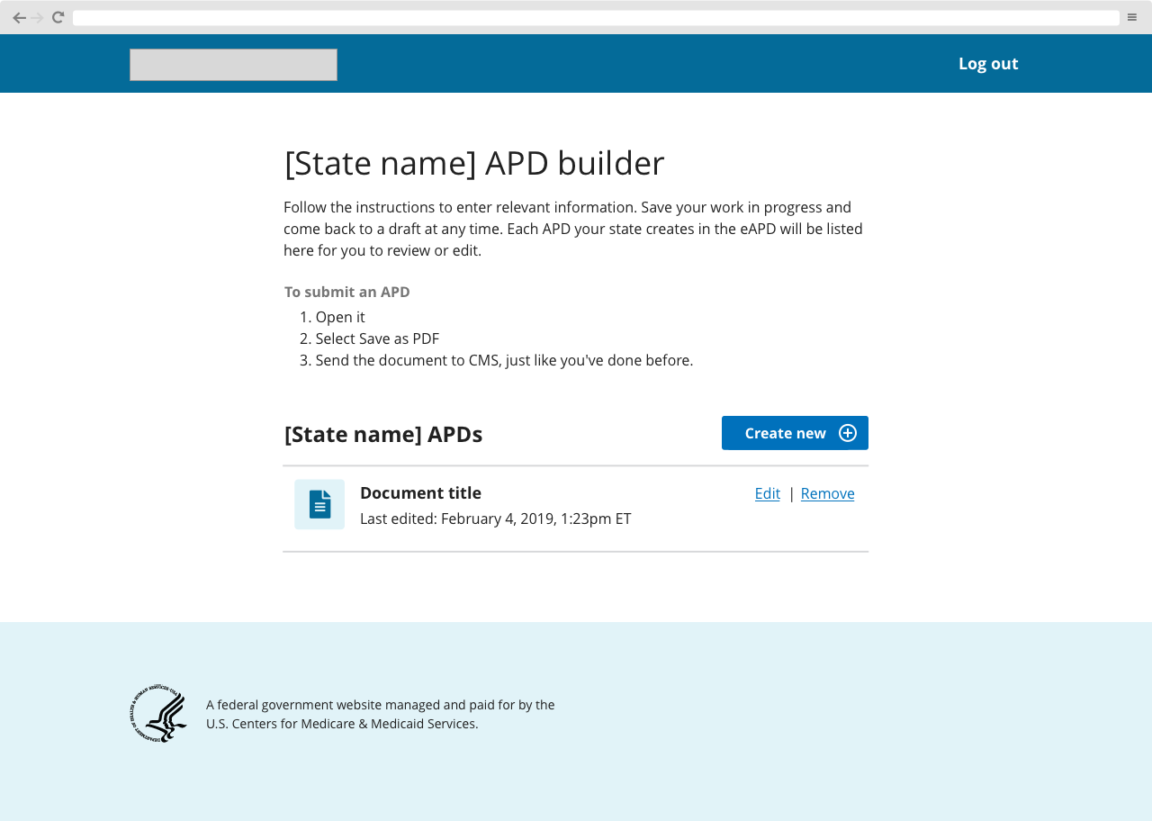 Make dashboard page reflect eAPD Builder concept using CMS Design System styles · Issue #1268 ...