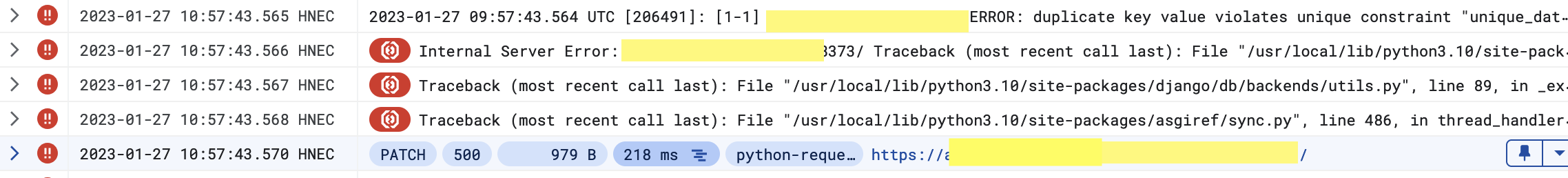 Django server errors are not grouped with the request log · Issue #716 ...