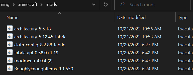 Roughly enough items not showing as a mod in mod menu and not working in game · shedaniel ...