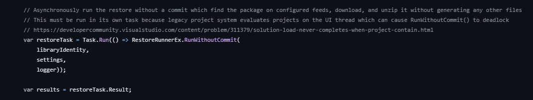 Nugetabstraction Getsdkresult Could Take Out Two Thread Pool Threads In One Call · Issue 12739