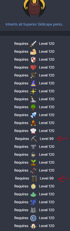 [Spelling/Grammar]: Superior Max Skillcape description says it requires 99 mining and crafting ...