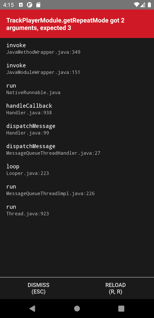 Android: TrackPlayerModule.getRepeatMode got 2 arguments, expected 3 · Issue #1190 ...