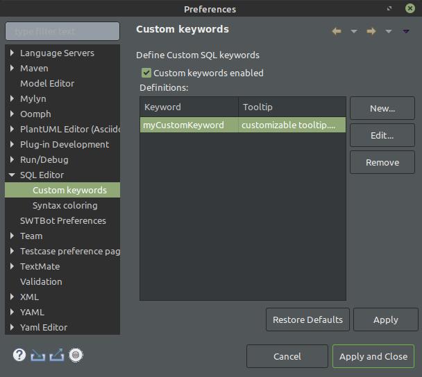 Custom Keyword List · Issue 20 · De Jcup Eclipse Sql Editor · Github