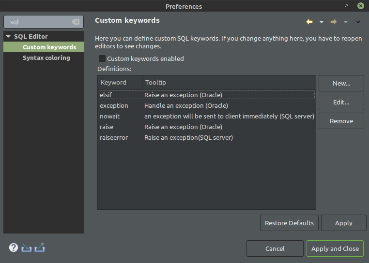Custom Keyword List · Issue 20 · De Jcup Eclipse Sql Editor · Github