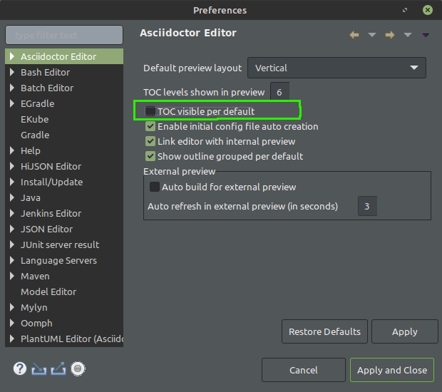 Introduce Preference For Default Of Show Toc In New Editors · Issue 485 · De Jcup Eclipse