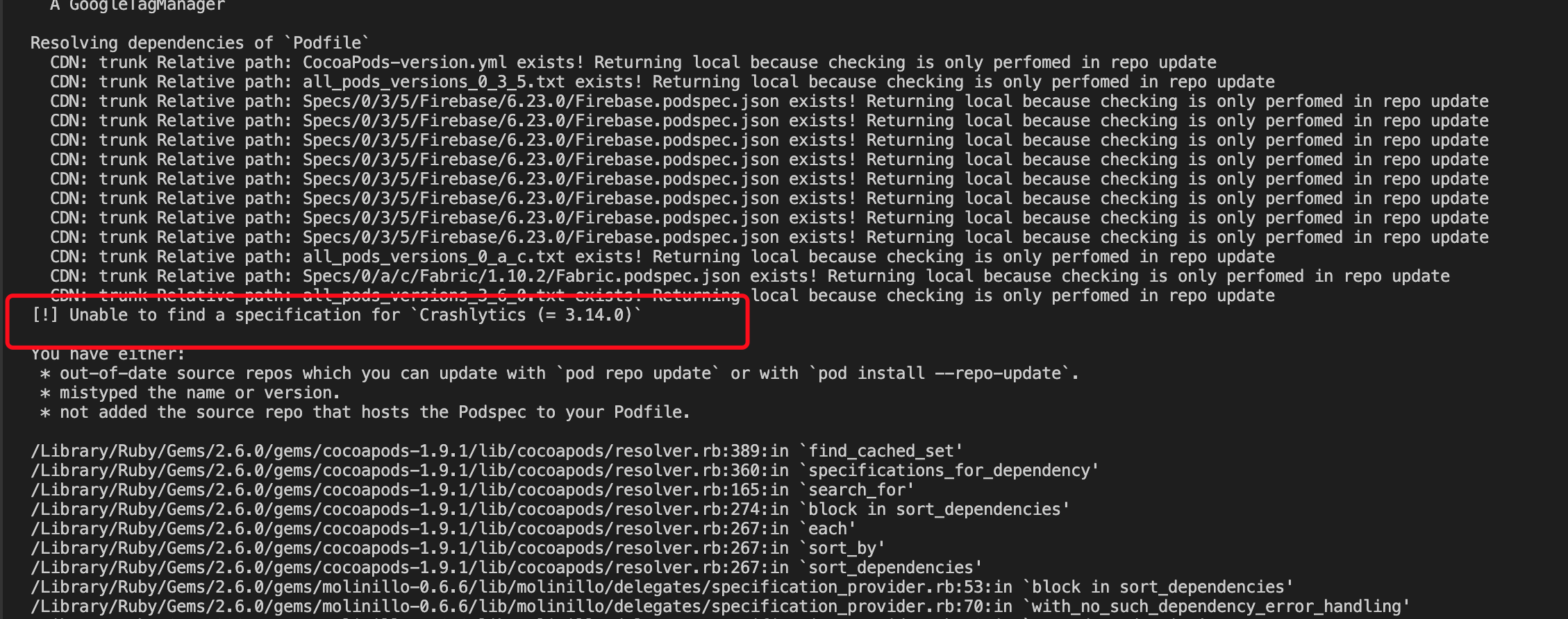 Unable To Find A Specification For `crashlytics 3140` · Issue 384 · Dpa99ccordova Plugin