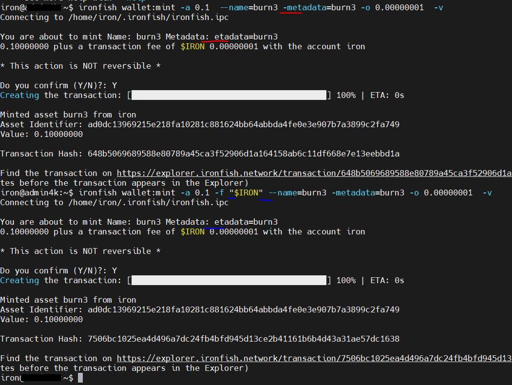 The wallet:mint command argument is not parsed correctly. · Issue #3278 · iron-fish/ironfish ...
