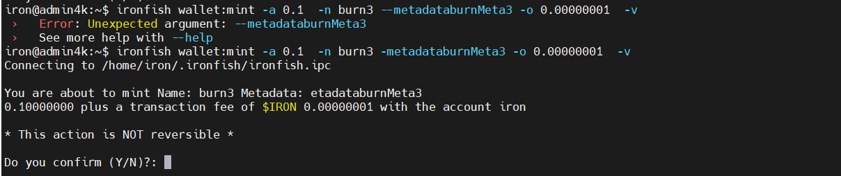 The wallet:mint command argument is not parsed correctly. · Issue #3278 · iron-fish/ironfish ...