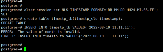 When the year in the time format is RR, the data processing for the ...