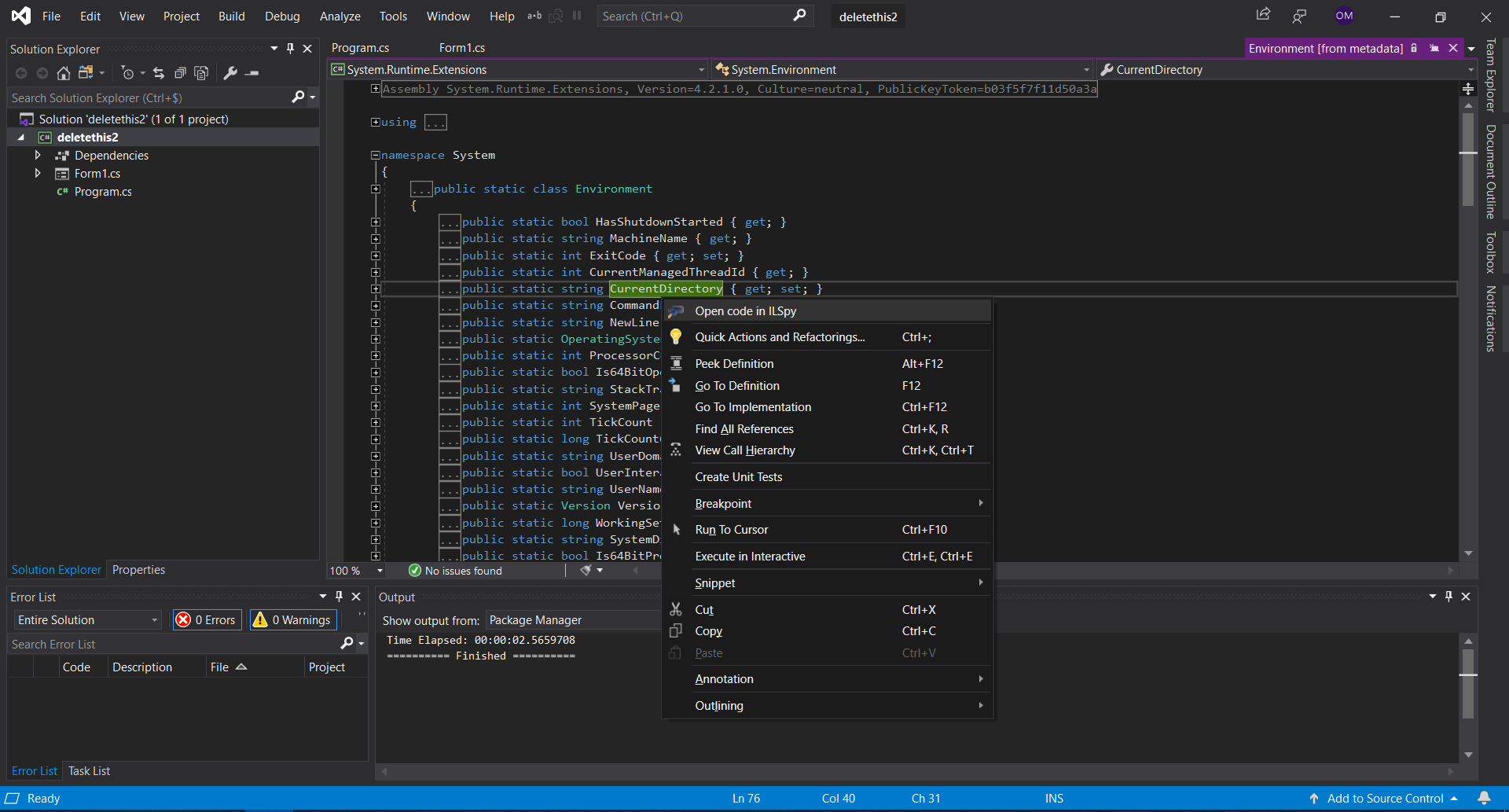 ILSpyAddin: Crash when used in metadata definition · Issue #1721 · icsharpcode/ILSpy · GitHub