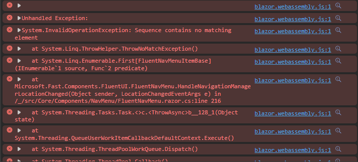 fix: navigation to "/" crashes with FluentNavMenu · Issue #789 · microsoft/fluentui-blazor · GitHub