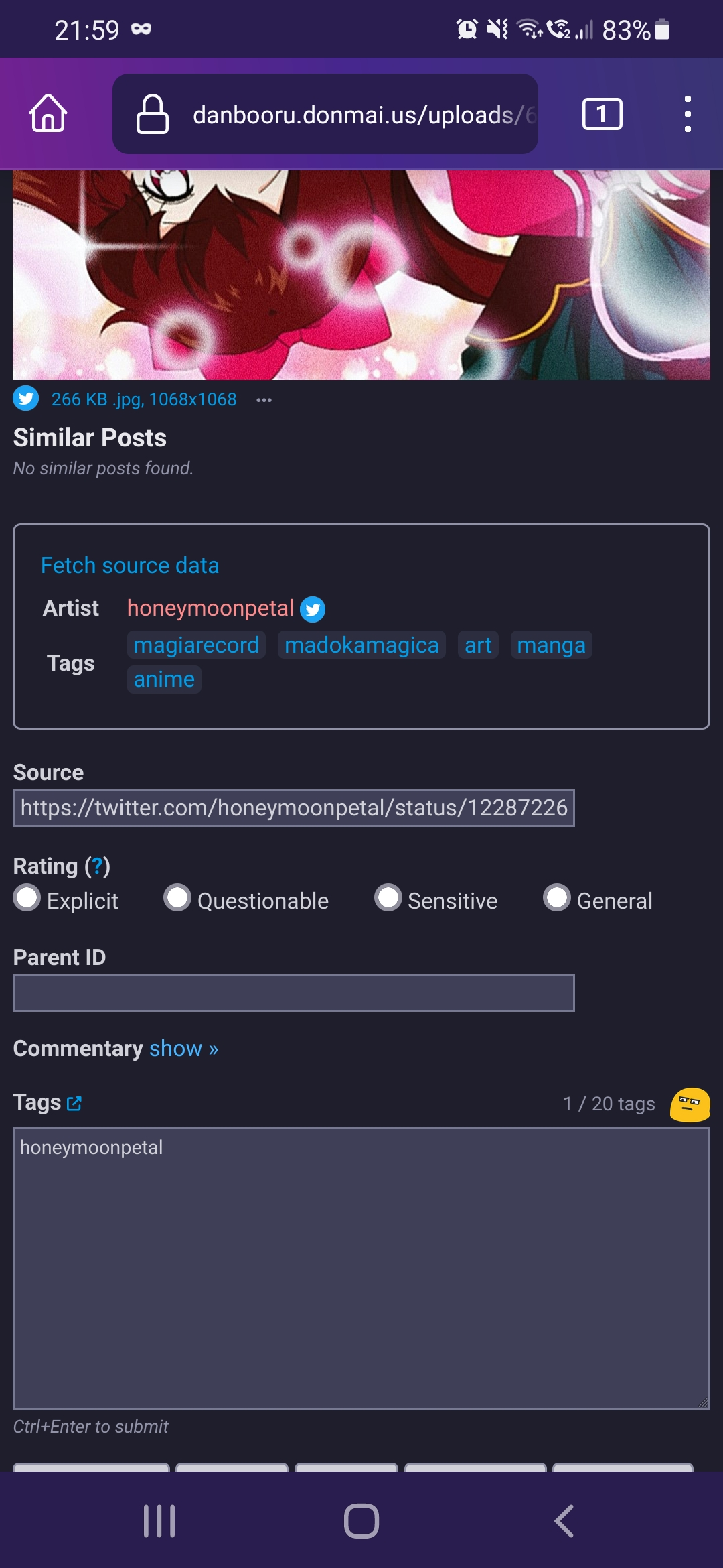 Add a mobile upload page view similar to desktop pop-up window · Issue #5453 · danbooru/danbooru ...
