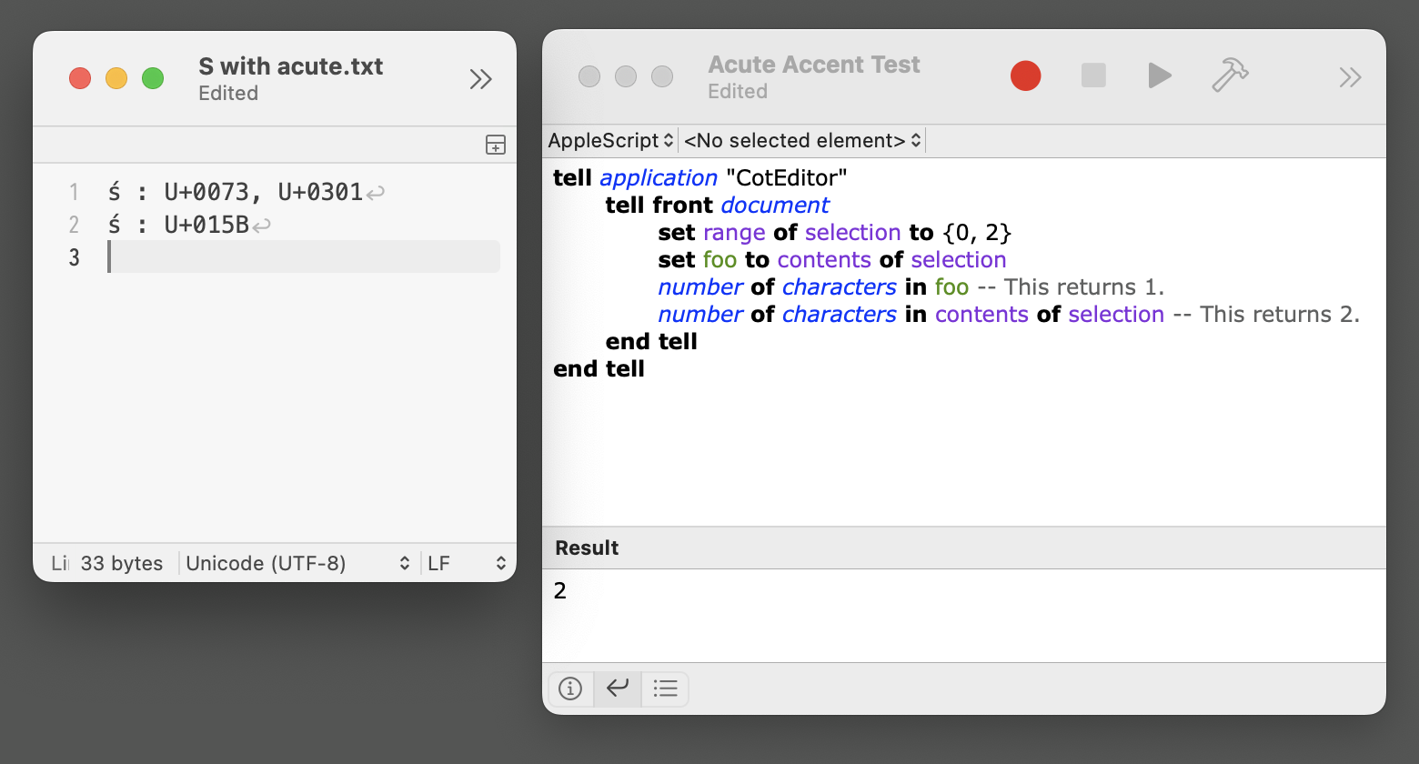 `range of selection` inconsistent with Unicode 'Combining Acute Accent' characters · Issue #1340 ...