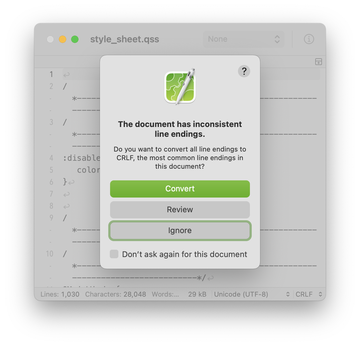 The Alert Of Inconsistent Line Endings Is Annoying · Issue 1427 · Coteditor Coteditor · Github