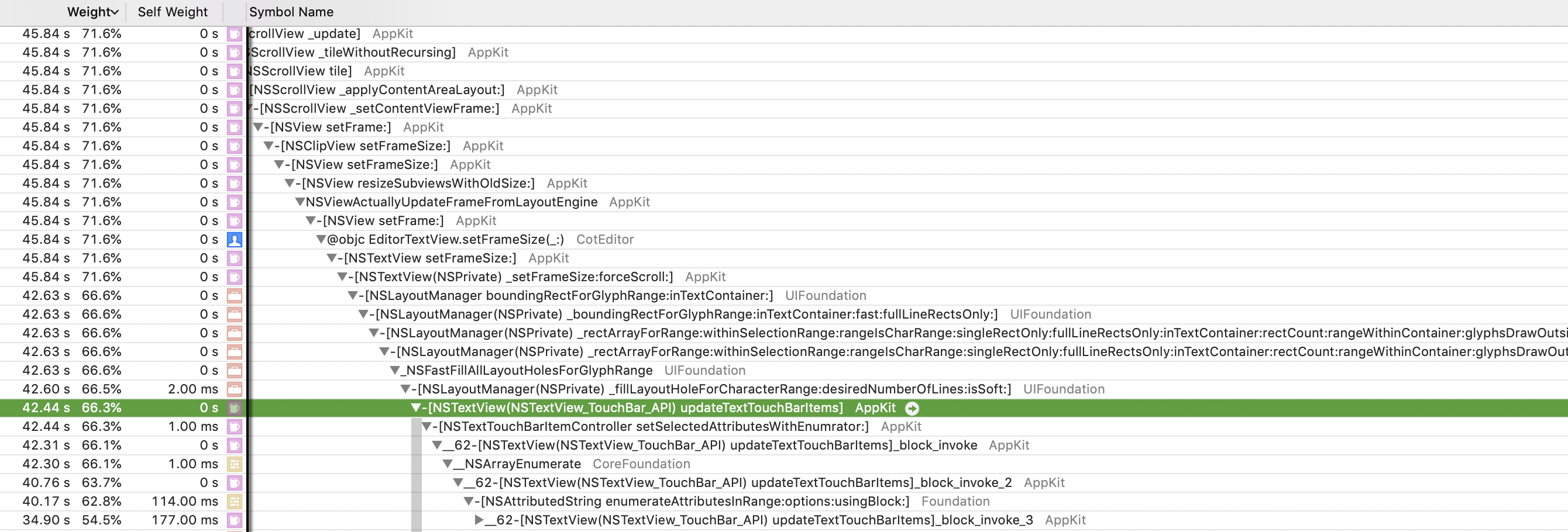 Resizing NSTextView frame invokes updateTextTouchBarItems() repeatedly · Issue #971 · coteditor ...