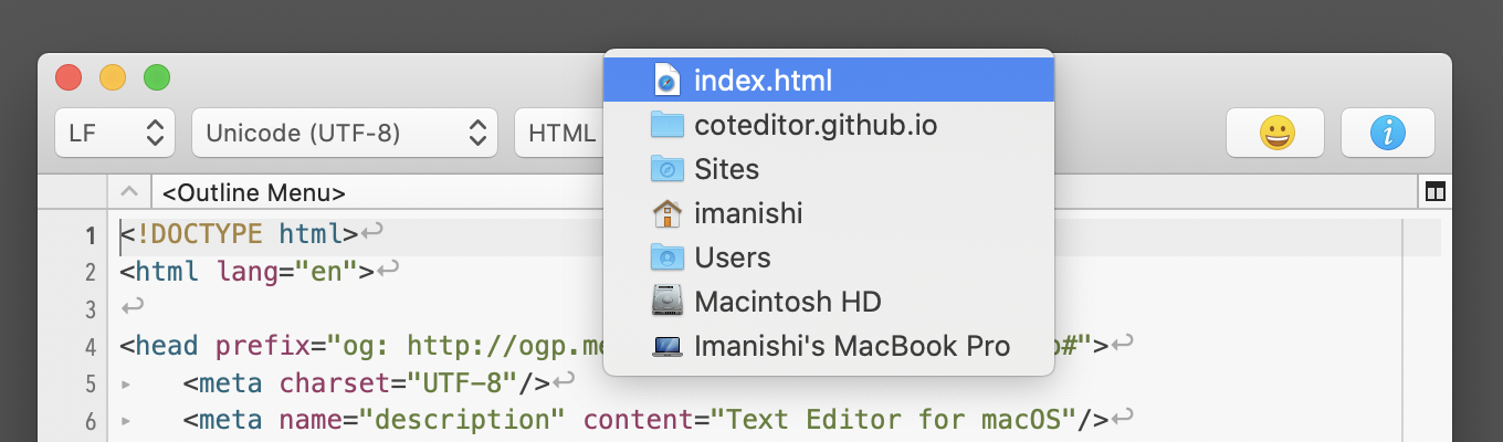 Improvement: Show Full path · Issue #1001 · coteditor/CotEditor · GitHub
