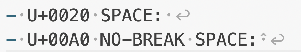 [request] Assign different symbol for U+00A0 / 不可視文字の表示で NO-BREAK SPACE ...