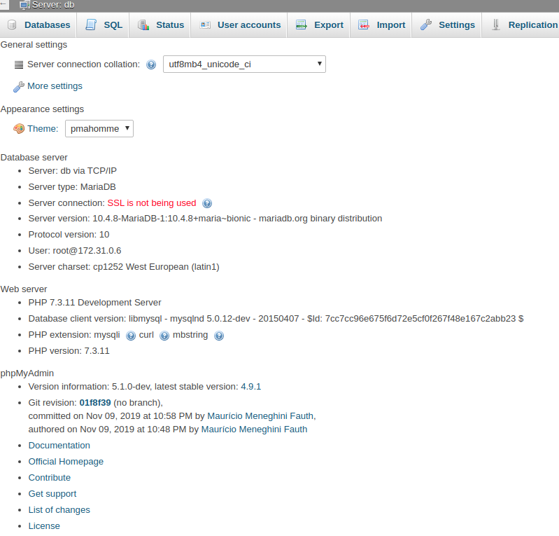 Panels on home page not correctly displayed · Issue #15569 · phpmyadmin/phpmyadmin · GitHub