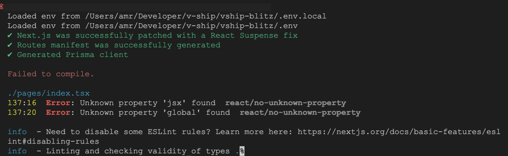 Linting Error During Blitz Build · Issue 3814 · Blitz Js Blitz · Github
